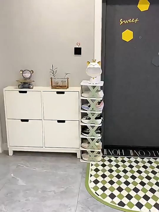 Folding multi-layer shoe rack dormitory bedroom installation free easy ...