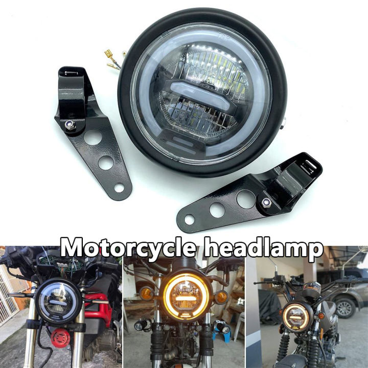 Motorcycle LED Headlight Universal Retro Motorcycle Headlamp Cafe Racer ...