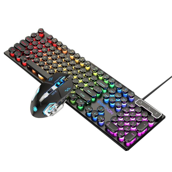 EWEADN | Mechanical Gaming Keyboard and Mouse Set with Punk Retro Style ...