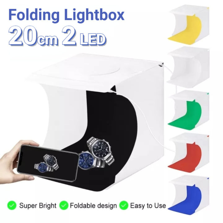 Light Box for Photography Photo Studio with 2 LED Lights 6 Color ...