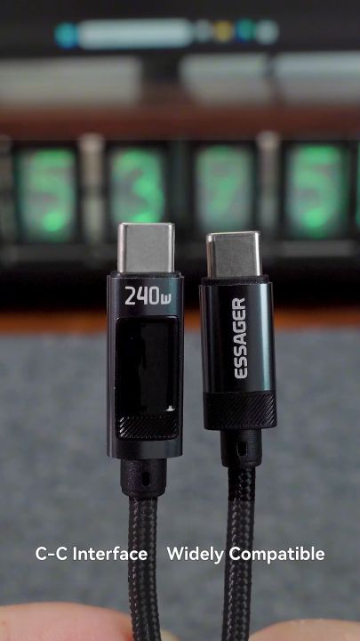 Essager H 240W 5A Tipe C Ke Tipe C Kabel Data Tampilan Digital Suport ...