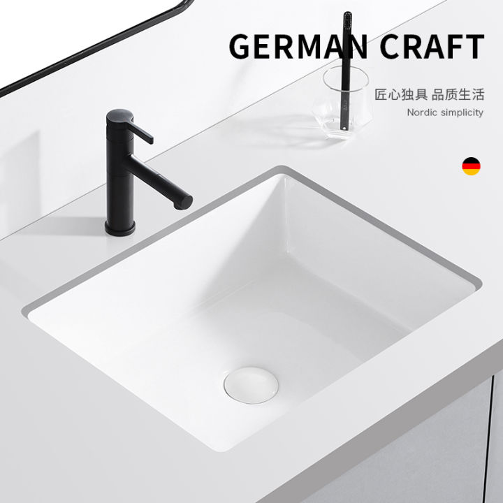 Drop-in Sink Square Wash Basin Ceramic Flats Washbasin Home Bathroom ...