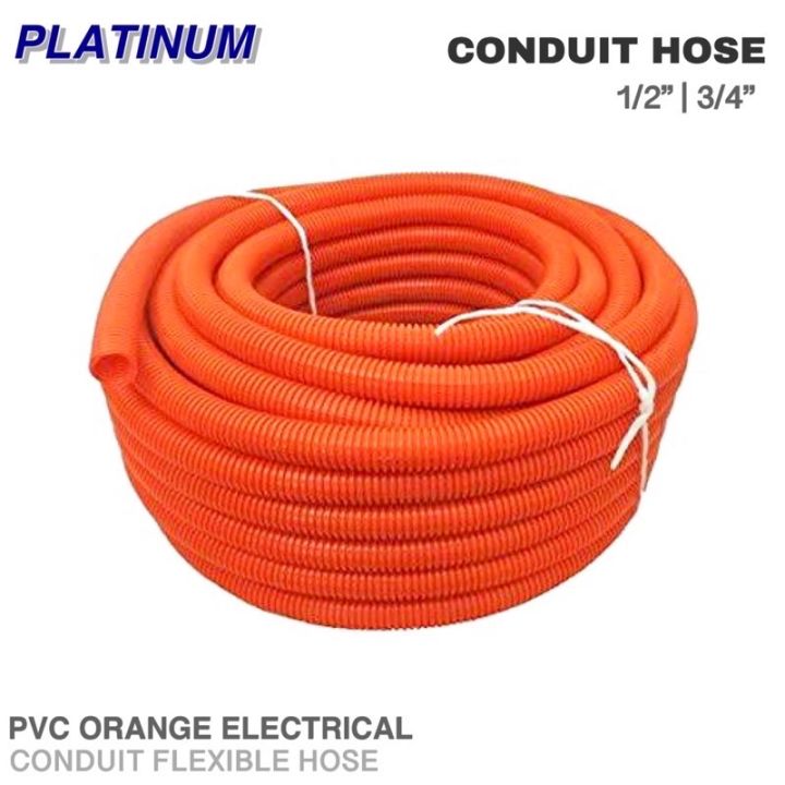 Per Mtr | PVC Electrical Flexible Hose Conduit Orange | 1/2 3/4 | Sold per Meter | Lazada PH