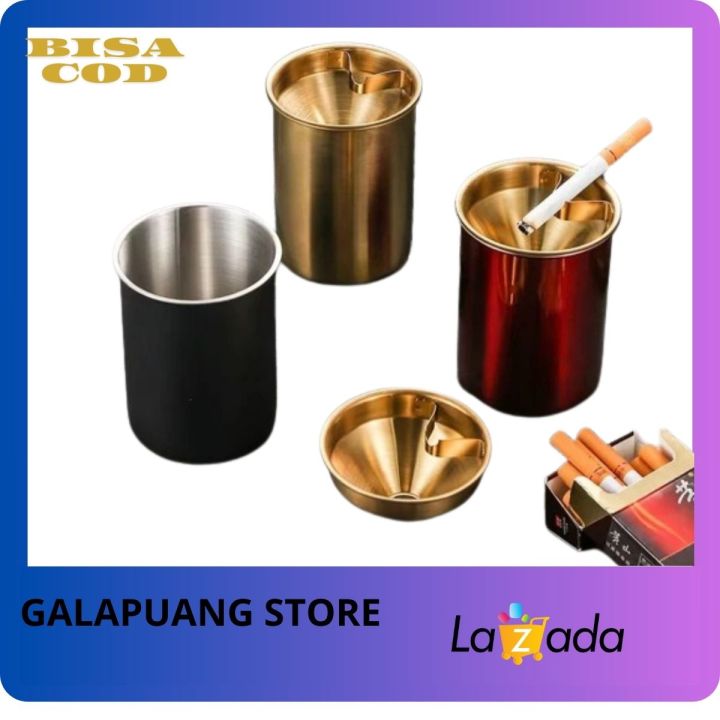 ASBAK BULAT TAHAN ANGIN STAINLESS STEEL TANPA ASAP ASBAK ROKOK PORTABLE ...