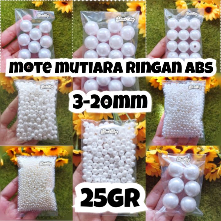 25 Gram Manik Mote Mutiara Ringan ABS Putih dan BW Broken White Bahan ...