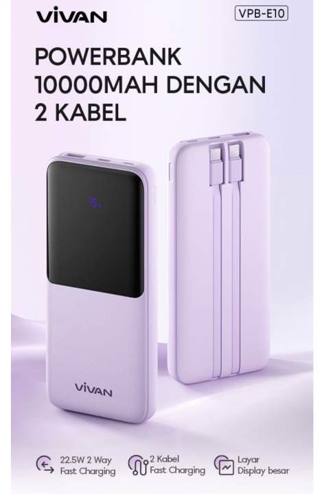 Power Bank ORIGINAL VIVAN VPB-E10 4Output 22.5W 5A PD QC3.0 10000mAh ...