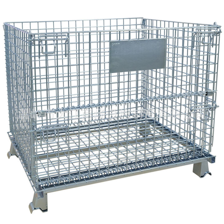 Galvanized Steel Foldable Cage Wire Mesh Rolling Heavy Storage Pallet ...