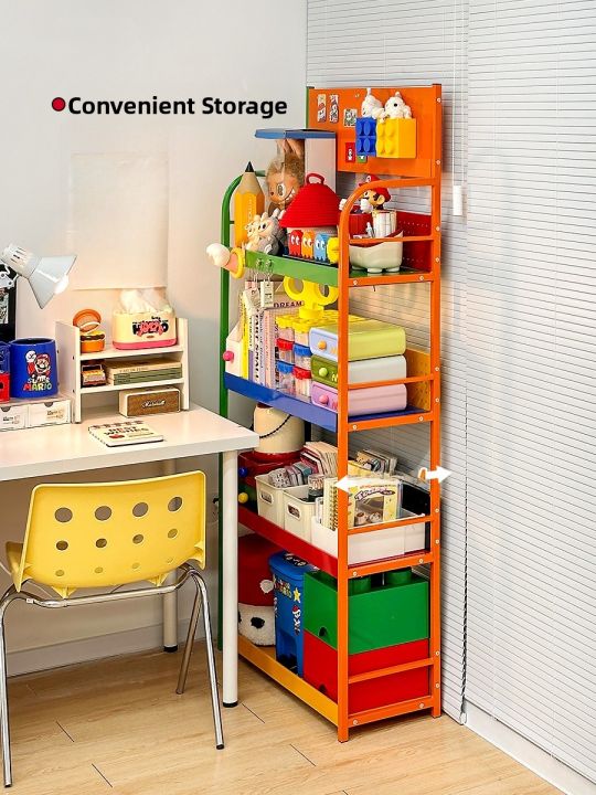 Iron Art Bookcase next to Desk Multi-layer Standing Design for Bedroom ...