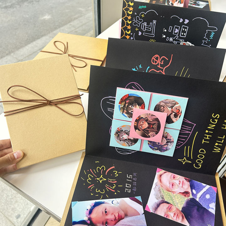 Accordion Foldable 3D Book DIY Handmade Photo Album Gift for Couples ...