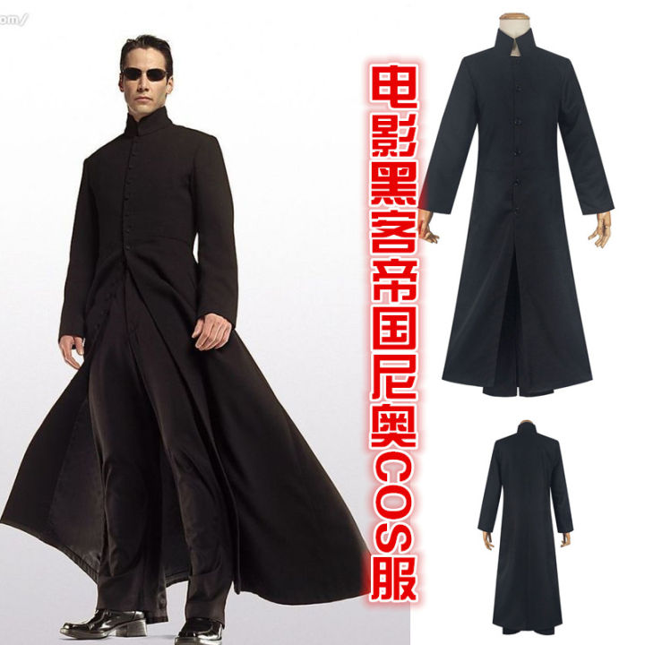 Movie Matrix Neo Cos Costume Halloween Cosplay Costume Neo Trench Coat ...