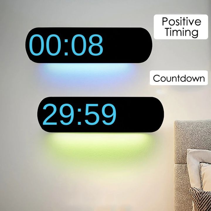 Wall Hanging LED Digital Clock with Color Changing Atmosphere Light ...