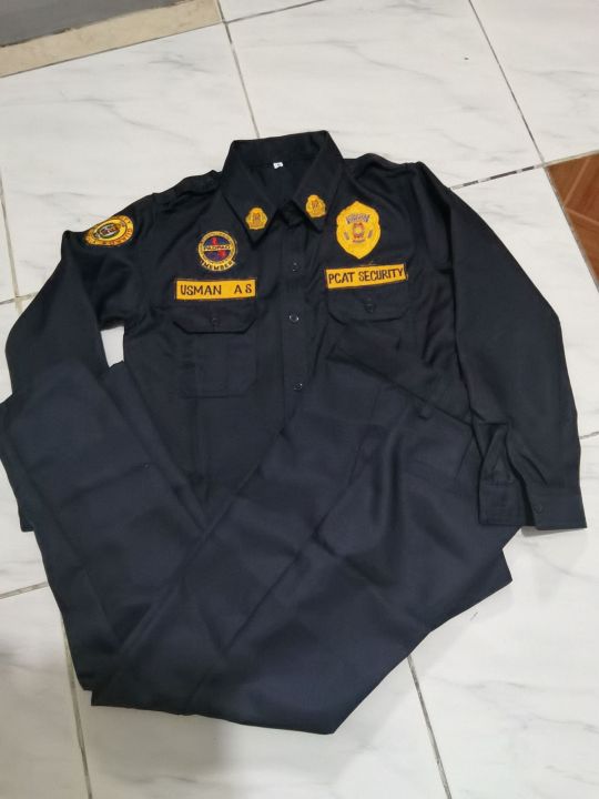 SECURITY GUARD SET UNIFORM WITH PATCHES (SOSIA, PADPAO, NAME, AGENCY NAME, COLLARPIN AND BADGE ...