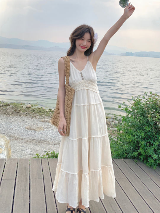 Qian Zi Qianสไตล์ฝรั่งเศสลมนุ่มชุดที่ไม่มีสายหนัง 2024 ฤดูร้อนมาถึงใหม่ ...