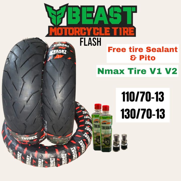 BEAST TIRE SIZE 13 FOR NMAX TIRE V1 V2 WITH TIRE SEALANT & PITO | Lazada PH