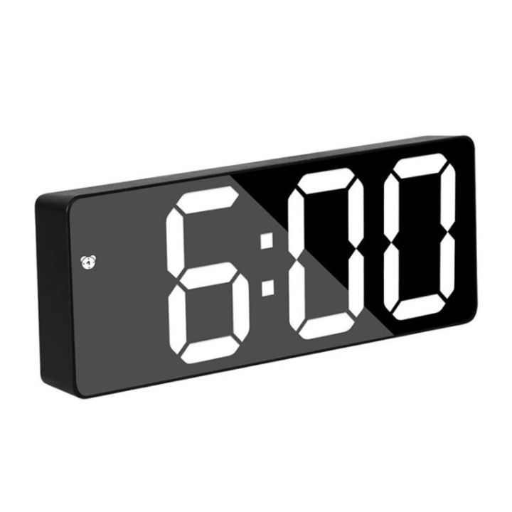 Acrylic/Mirror Digital Alarm Clock Voice Control (Powered By Battery ...