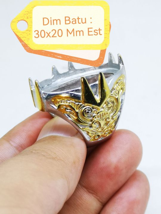 Ring Emban Tanam Titanium Combination Dim Batu 30x20 Mm Est Murmer ...