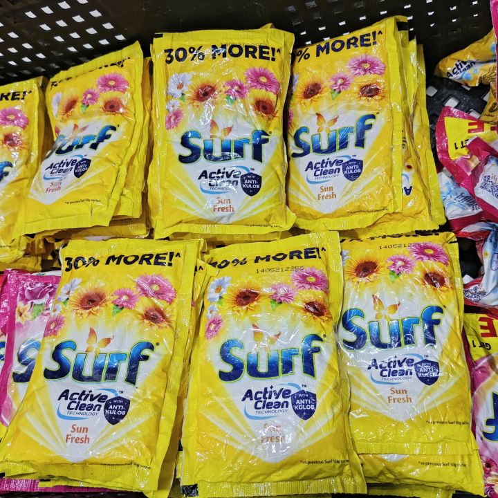 surf powder sachet 65g ( 6pcs pack) assorted yellow pink blue red ...
