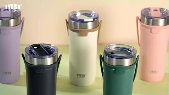 TYESO TS-8766B/TS-8767B 550ml/710ml Vacuum Insulated Tumbler Keep Cold and Hot With Silicon ...