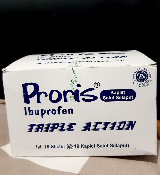 Proris tablet ibuprofen 200mg triple action 1 box isi 10 strip | Lazada ...