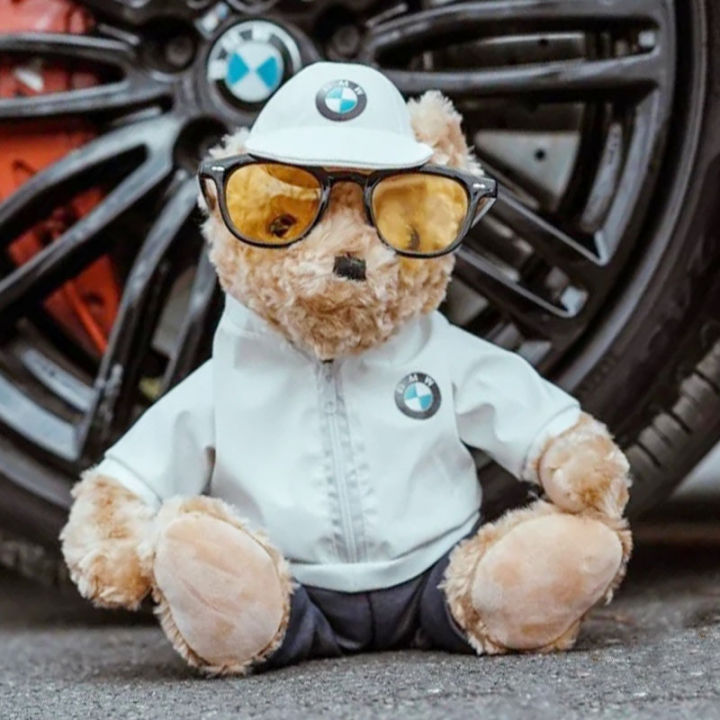 ตุ๊กตาหมี BMW Mercedes-Benz Audi Tesla swagen ตุ๊กตารถของเล่นตุ๊กตายัด ...