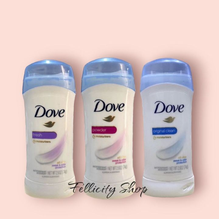 Dove Antiperspirant Deodorant Stick 74g Fresh / Original Clean / Powder ...
