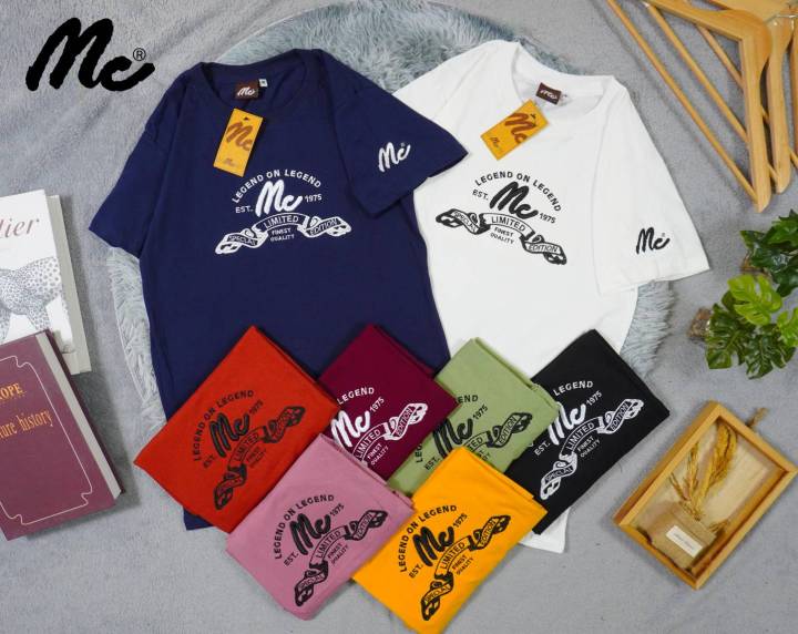 เสื้อยืดแขนสั้นคอกลม MC 1975 งานปัก งานป้าย | Lazada.co.th