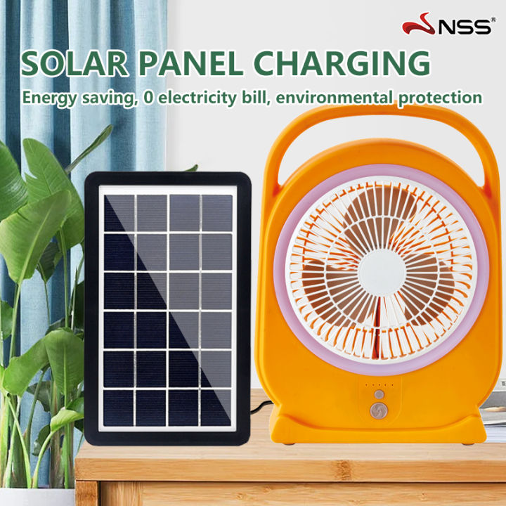 Nss original solar electric fan 8 inch portable rechargeable stand fan ...