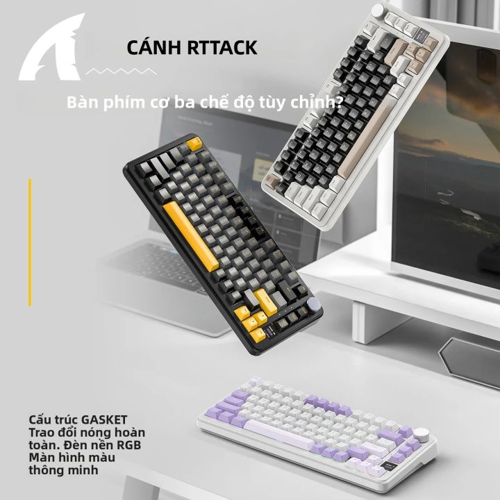 Bàn Phím Cơ Không Dây Attack Shark X85PRO RGB, Màn Hình Màu Thông Minh ...