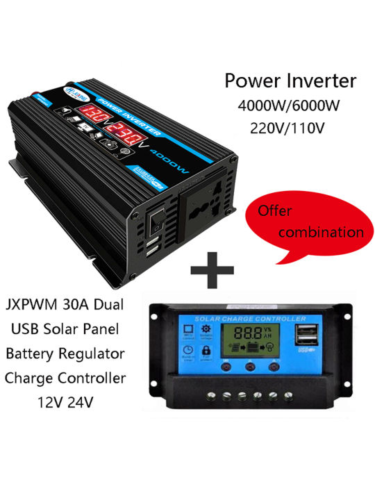 JUXING 4000W Power Inverter Kit DC12V to AC220V Converter ,With 30A ...