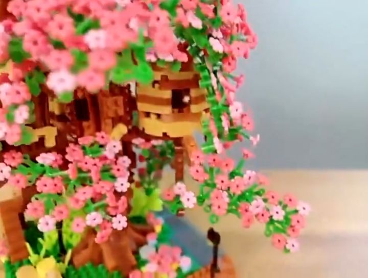 Pink Girl Sakura Tree House Compatible with Lego Small Particle ...