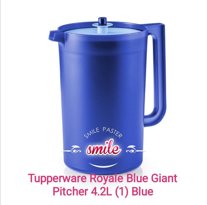 Tupperware Royale Blue Giant Pitcher 4.2L / Pitcher 1.4L / Mugs With ...