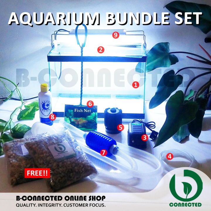 AQUARIUM BUNDLE SET 2.5 GALLON - FISH GLASS TANK COMPLETE SET WITH ...