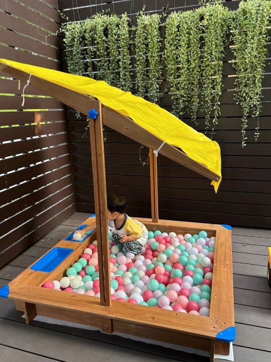 Montessori Square Sand Pit with Canopy กระบะทรายขนาดใหญ่ มีหลังคากันแดด ...