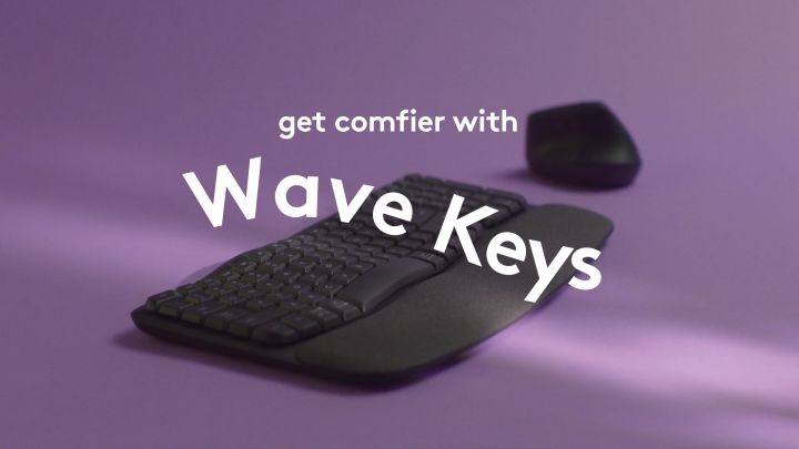 Logitech Wave Keys Wireless Ergonomic Keyboard with Cushioned Palm Rest ...
