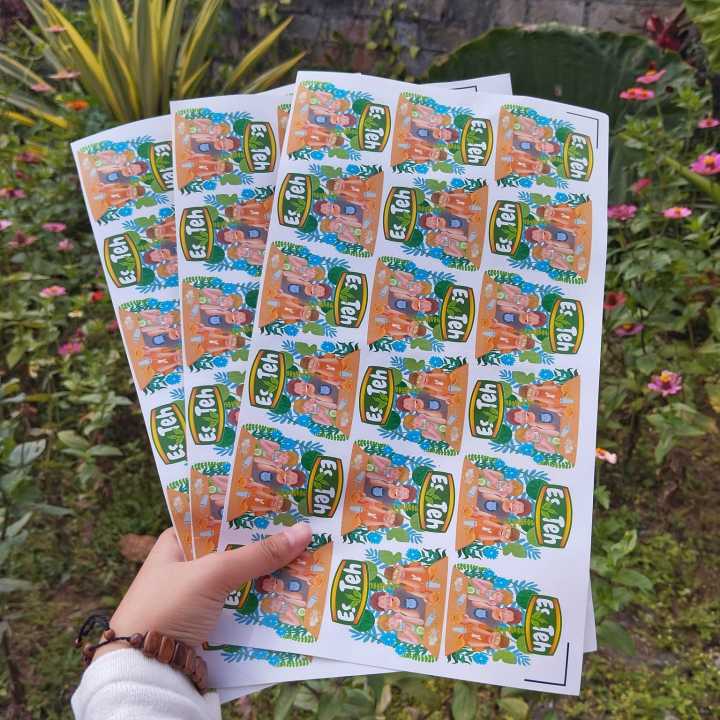 stiker label minuman es teh | Lazada Indonesia