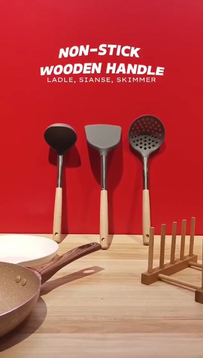 Wooden Handle Non-Stick Cooking Tools Utensils Sandok Sianse Ladle ...
