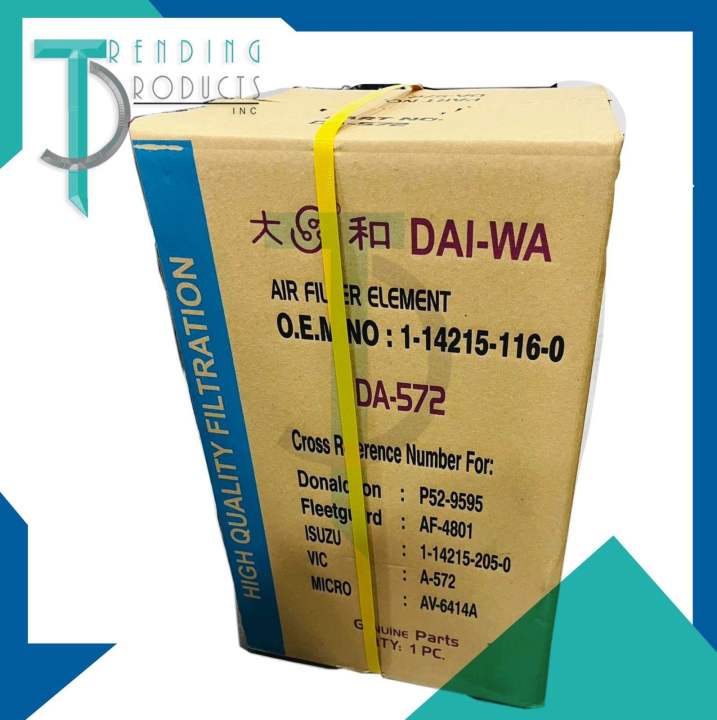 Daiwa Air Filter, DA-572 for Isuzu Truck V275PS, V355PS, 390PS, 12PC1 ...