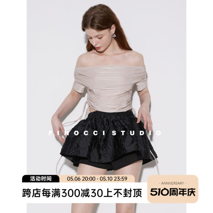 Finocci กางเกงกระโปรงแจ็คการ์ดขายาวกันโป๊ขายาวทรงยาว8เมตรสำหรับสาวๆดู ...