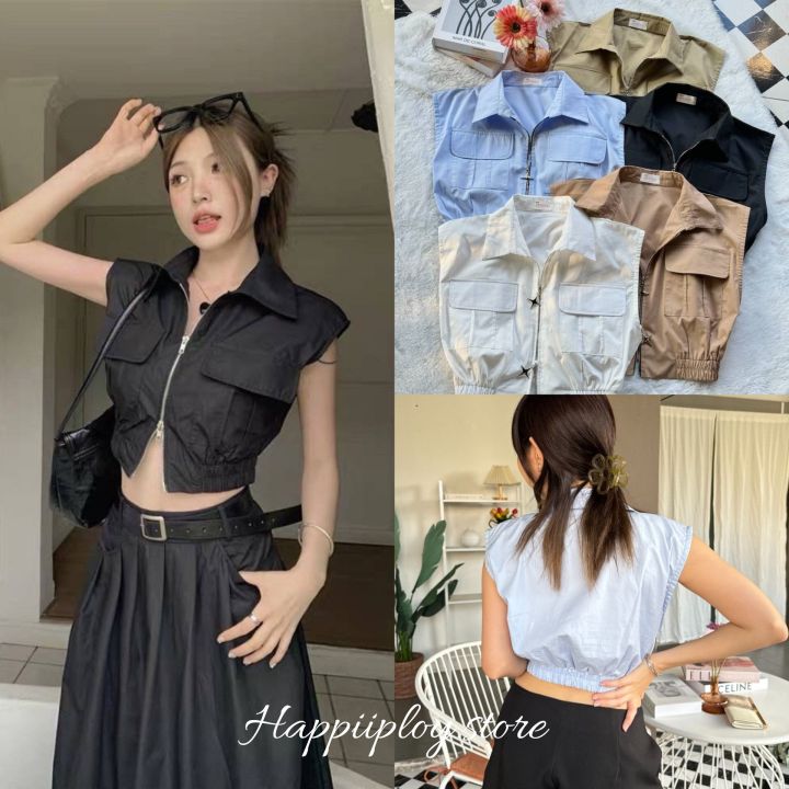 เสื้อทรงคาร์โก้ สไตล์ YTK ดีเทลกระเป๋าคู่ | Lazada.co.th