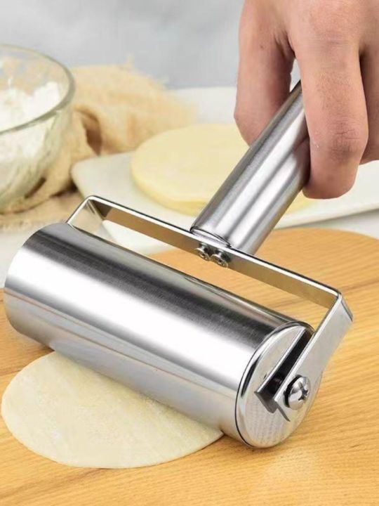 Stainless Steel Double-Headed Rolling Pin Wooden Handle Single-Handed ...