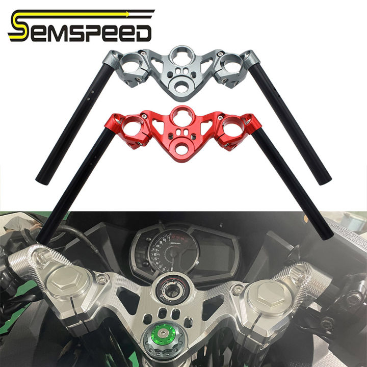 SEMSPEED Motorcycle Handlebar Handle Bar Fork Tube Clip Top Clamp For Kawasaki Ninja 400 ...