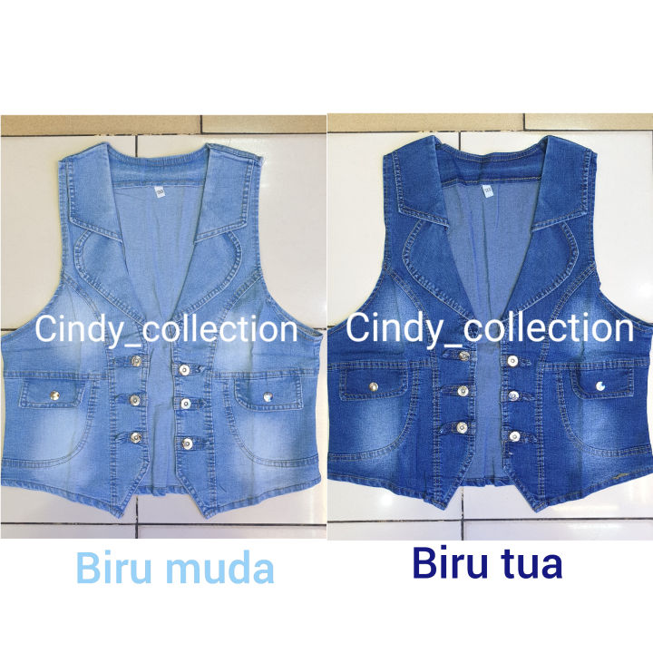 ROMPI JEANS WANITA ROMPI LEPIS VEST BIRU MUDA BIRU TUA NAVY L XL XXL ...