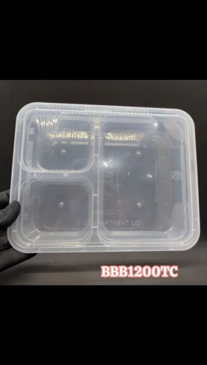 TAGE BBB1200 3 Compartment Lunch Box Dome LID / Tapau / Disposable ...