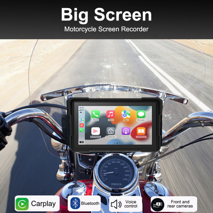 RF free ship Wireless CarPlay Android Auto Screen for Motorcycle Dual ...