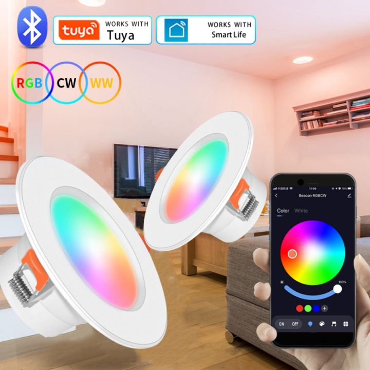 10W 15W Tuya Smart LED Downlight Bluetooth LED Ceiling Light 85-265V ...