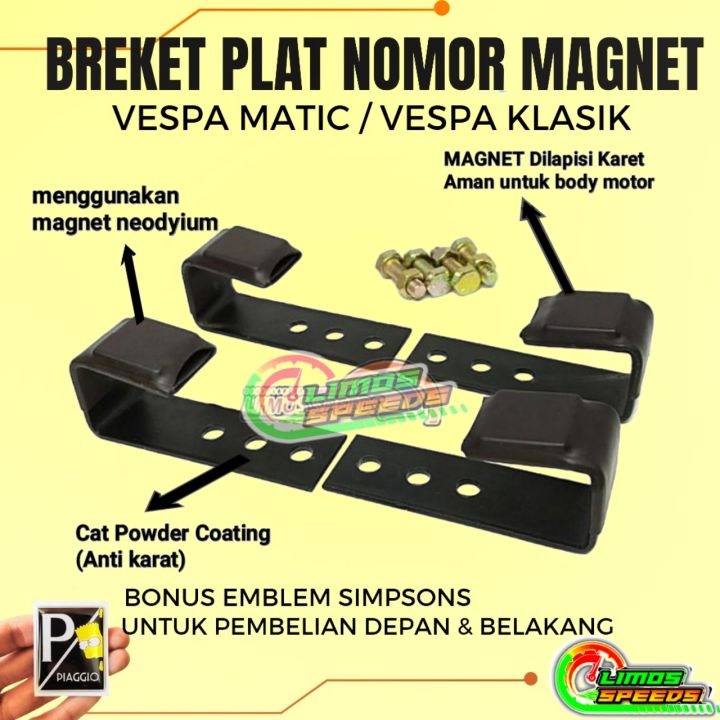 Dudukan Plat Nomor Magnet Vespa Sprint GTS Primavera LX S Breket Nopol ...