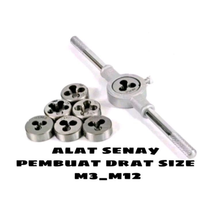 Alat Senai Snai Set 8pcs Hand Tap Die Tapping Pembuat Ulir Drat Luar M3 ...