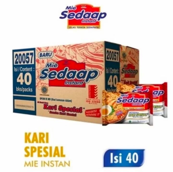 Mie sedaap kari spesial, mie instant rebus 1 dus isi 40 bungkus ...