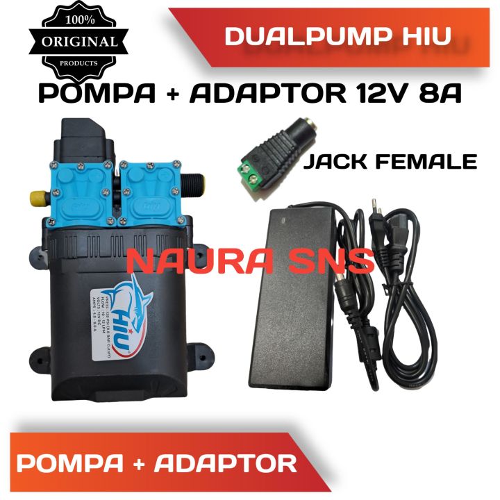 DINAMO POMPA DC 12V HIU DUAL PUMP 138 PSI 12LPM DAN ADAPTOR 12V 8A ...