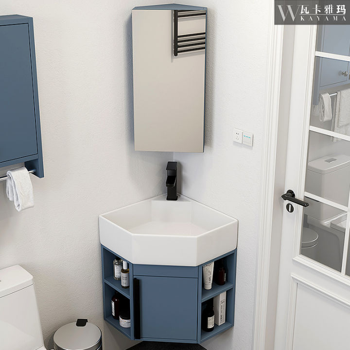 Wall-Mounted Wash Basin Cabinet Combination Triangle Shape Bathroom ...